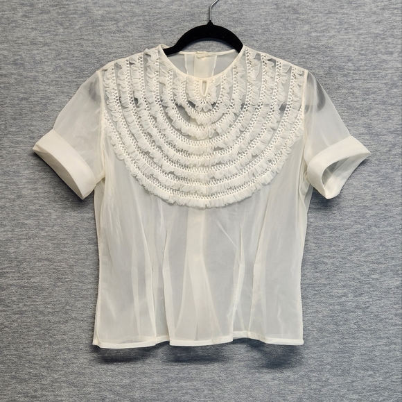 Tops | Vintage 6s Sexy Pinup Girl Transparent Sheer Frilly Blouse ...